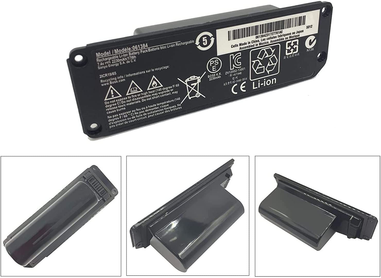 ROUNYY 061384 061385 061386 063404 063287 Speaker Battery Replacement for Bose Soundlink Mini 1 One Bose Soundlink Mini I Bluetooth Speaker Wireless Speaker Mini One(7.4V 17Wh 2230mAh)