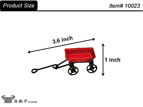 G & F MiniGardenn 10023 Fairy Garden Miniature Little Wagon, Red