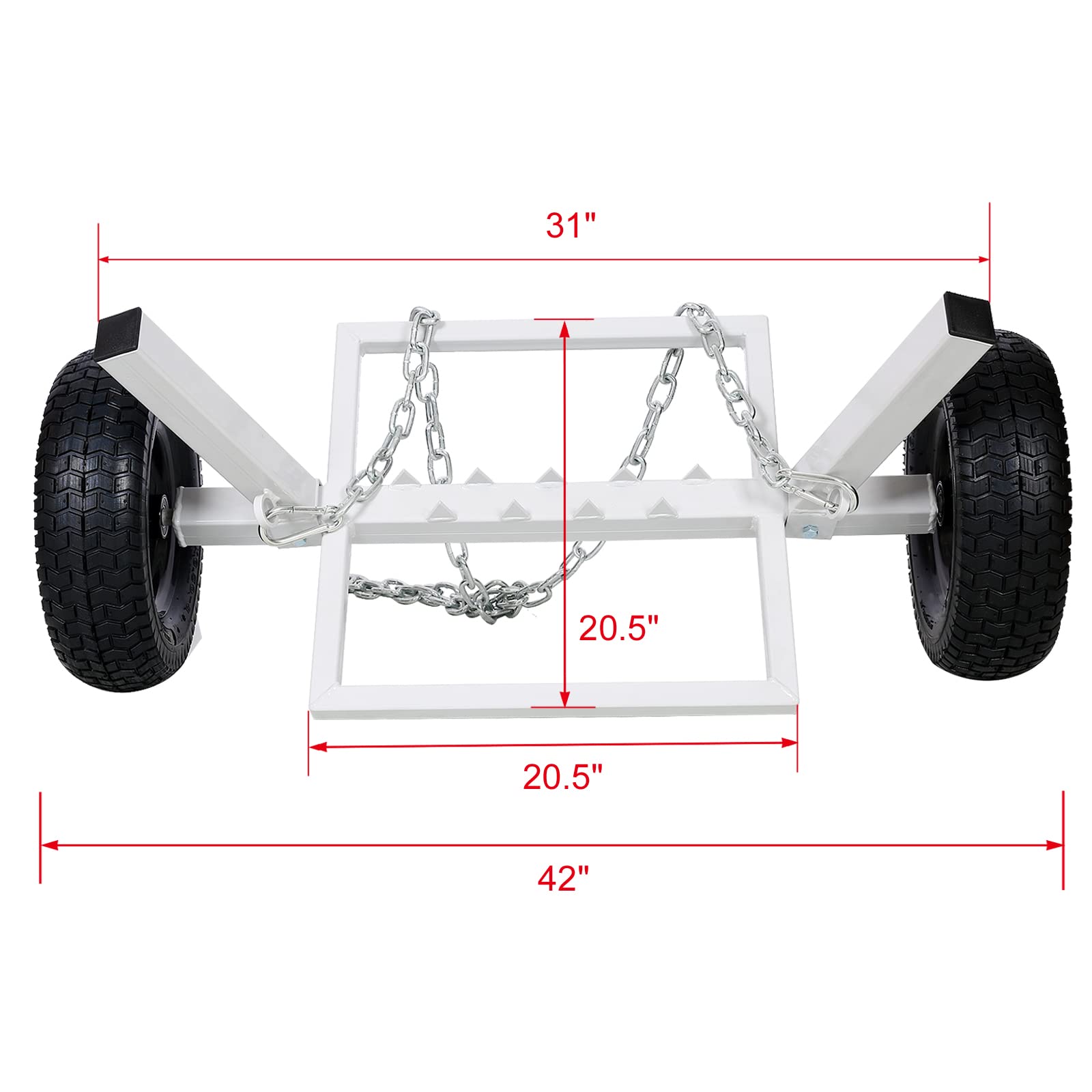 CuisinSmart Log Dolly and Holder with 16.5 Inch Penumatic Tire Log Skidder for Wood Transport 1100LBS Capacity White