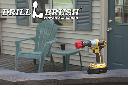Drill Brush Power Scrubber - Small Round Stiff Brush - Outdoor Cleaning - Stiff Bristle Deck Brush - Scrub Brush - Concrete Bird Baths - Garden Statues - Spin Brush - Granite Headstone Brush