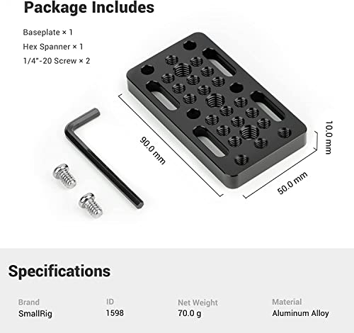 SMALLRIG Switching Plate Camera Easy Plate for Railblocks, Dovetails and Short Rods - Longer Version - 1598