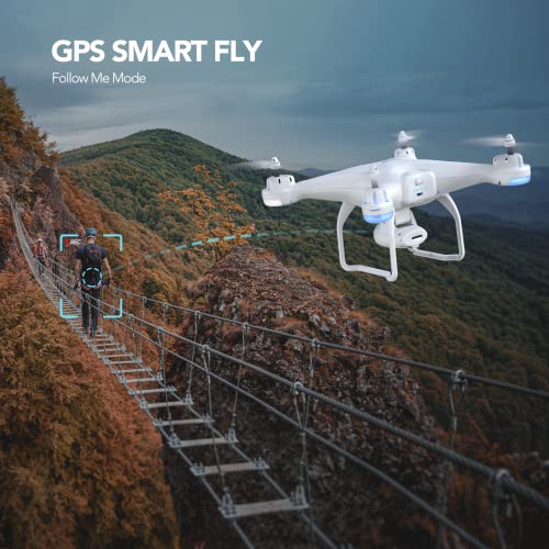 Potensic T25 Drone with Camera for Adults, 2K GPS FPV Camera Drone with Backpack, 3 Batteries, Auto Return Home, Follow Me, Waypoint Fly, Altitude Hold, 2022 Upgraded