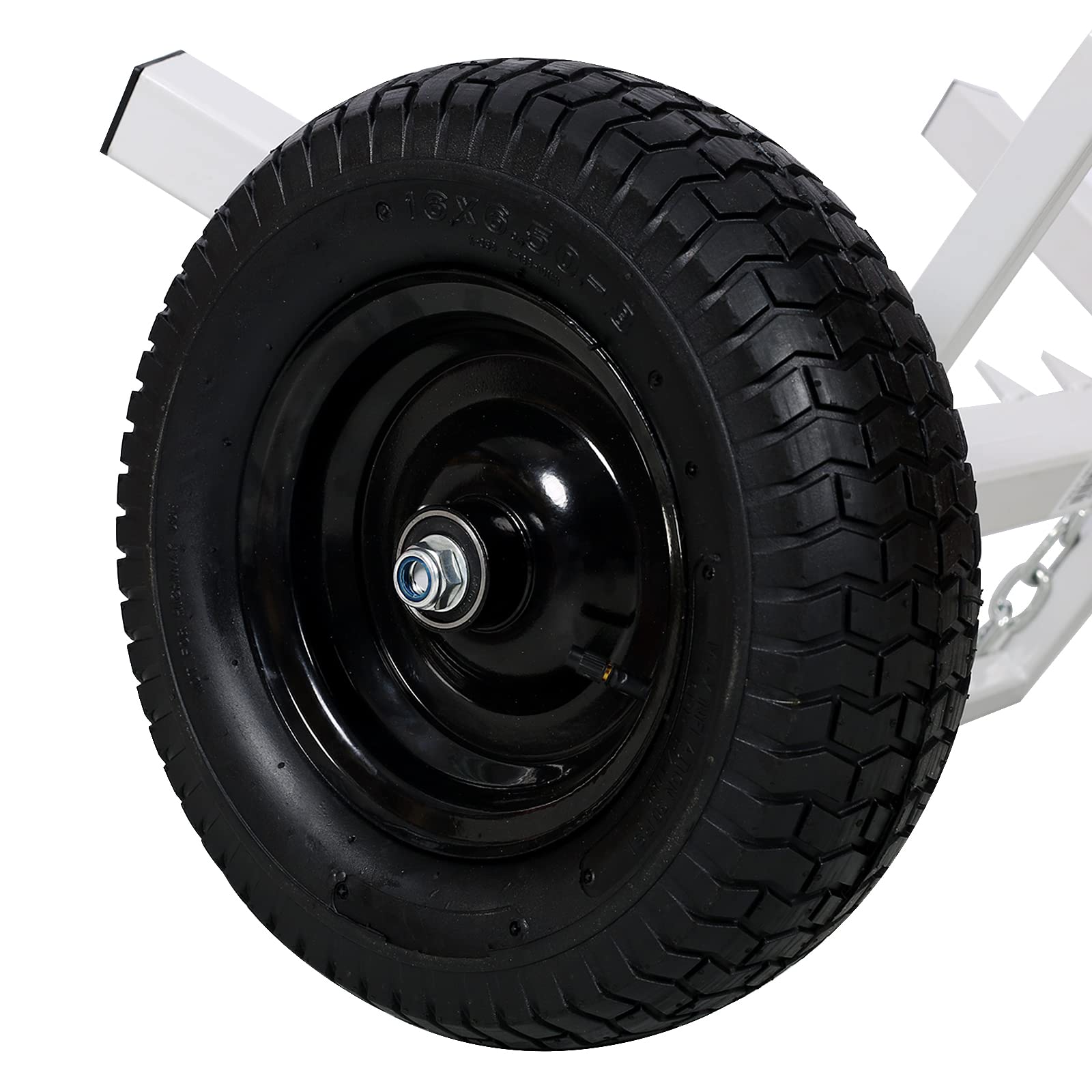 CuisinSmart Log Dolly and Holder with 16.5 Inch Penumatic Tire Log Skidder for Wood Transport 1100LBS Capacity White