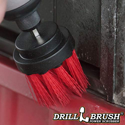 Drill Brush Power Scrubber - Small Round Stiff Brush - Outdoor Cleaning - Stiff Bristle Deck Brush - Scrub Brush - Concrete Bird Baths - Garden Statues - Spin Brush - Granite Headstone Brush
