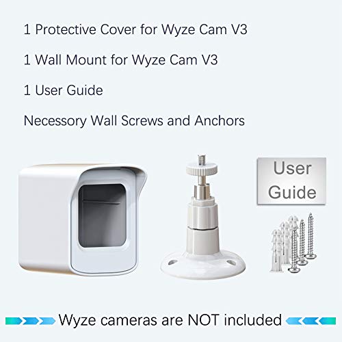PEF Mount for All-New Wyze Cam V3 ONLY, Weatherproof Protective Cover and 360 Degree Adjustable Wall Mount Solid Housing for Wyze V3 Outdoor Indoor Smart Home Camera System (White, 1 Pack)