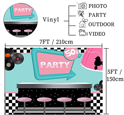 50's Soda Shop Backdrop Vinyl 7X5FT Back to 50's Rocking Party Decorations 1950's Themed Photo Background Photo Shoot Banner