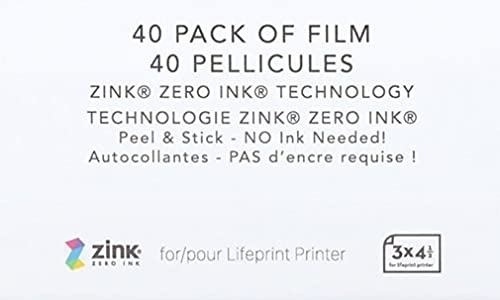 Lifeprint 40 Pack of Film for Lifeprint Augmented Reality Photo and Video Printer. 3x4.5 Zero Ink Sticky Backed Film