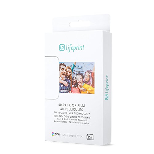 Lifeprint 40 Pack of Film for Lifeprint Augmented Reality Photo and Video Printer. 3x4.5 Zero Ink Sticky Backed Film