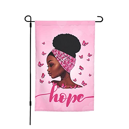 African American Breast Cancer Awareness Garden Flags 12×18 Double Sided Small Banner Sign Decoration Flags For Outside Yard Outdoor Decor