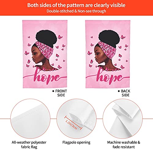 African American Breast Cancer Awareness Garden Flags 12×18 Double Sided Small Banner Sign Decoration Flags For Outside Yard Outdoor Decor
