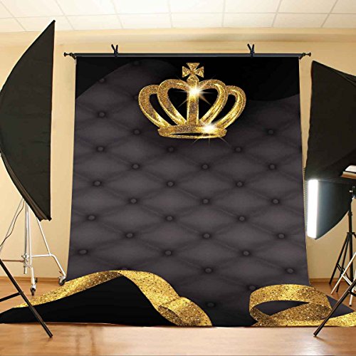 LYLYCTY 5x7ft Crown Backdrop Bling Crown Grey Sofa Photography Background and Studio Photography Backdrop Props LYGE813