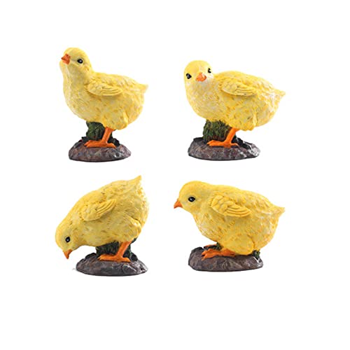 Farm Animal Figurines, Miniature Resin Hen Rooster Mini Chicken Statues Outdoor Sculpture Lawn Garden Scene Balcony DΓ©cor (Chicks)