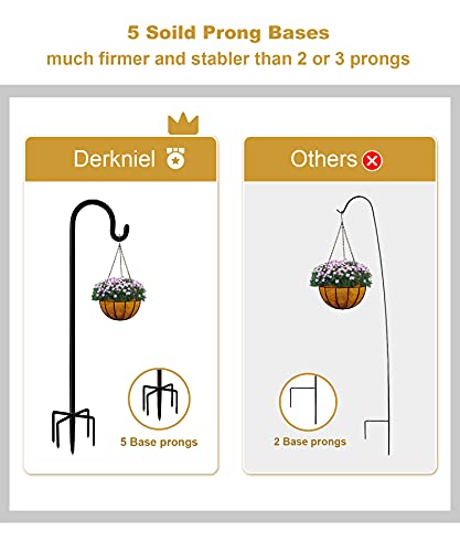 Derkniel Shepherd Hook 108 Inch Tall Heavy-Duty Metal Garden Hanging Pole Stake for Bird Feeder Pole Plant Baskets, Black (2 Pack)