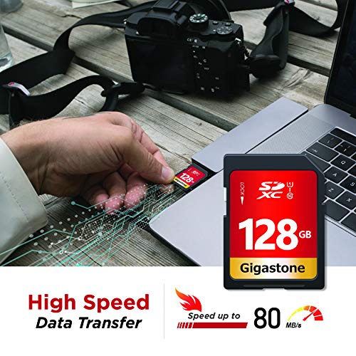Gigastone 128GB 2-Pack SD Card UHS-I U1 Class 10 SDXC Memory Card High Speed Full HD Video Canon Nikon Sony Pentax Kodak Olympus Panasonic Digital Camera, Full Size SD Card