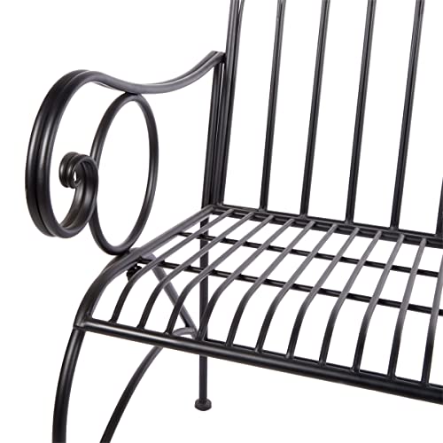Alpine Corporation Alpine 44" L Indoor/Outdoor 2-Person Classic Metal Garden, Black Bench