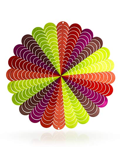 Dawhud Direct Rainbow Spiral Kinetic Wind Spinner for Yard and Garden Wind Spinner Outdoor Metal Large Hanging Rainbow Decor 3D Garden Art Wind Sculpture Spinners Kinetic Art Lawn Ornaments