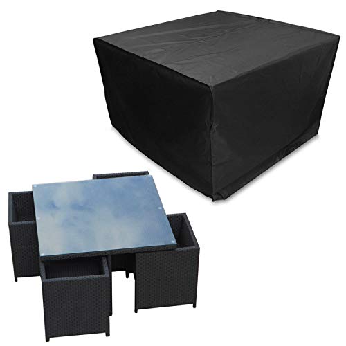 Luck Dawn Patio Furniture Covers, Waterproof & Dust-Proof Outdoor Rectangular Table and Chair Set Cover with Straps Fasteners 47" L x 47" W x 29" H