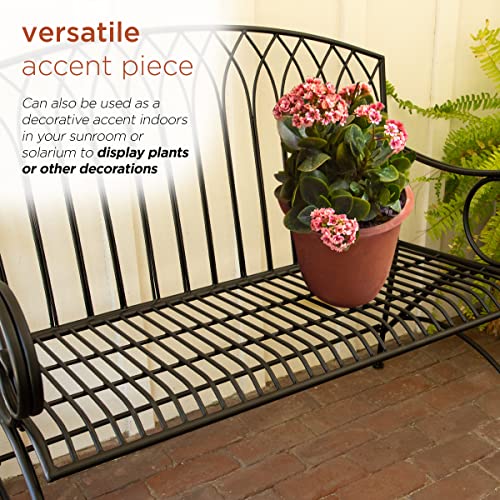 Alpine Corporation Alpine 44" L Indoor/Outdoor 2-Person Classic Metal Garden, Black Bench