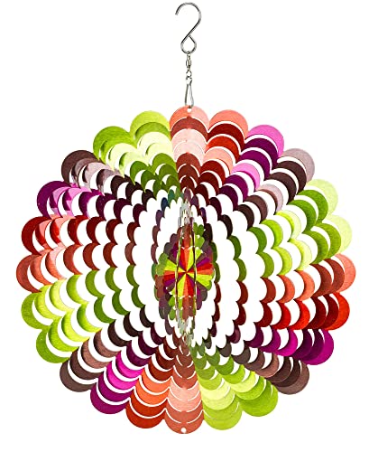 Dawhud Direct Rainbow Spiral Kinetic Wind Spinner for Yard and Garden Wind Spinner Outdoor Metal Large Hanging Rainbow Decor 3D Garden Art Wind Sculpture Spinners Kinetic Art Lawn Ornaments