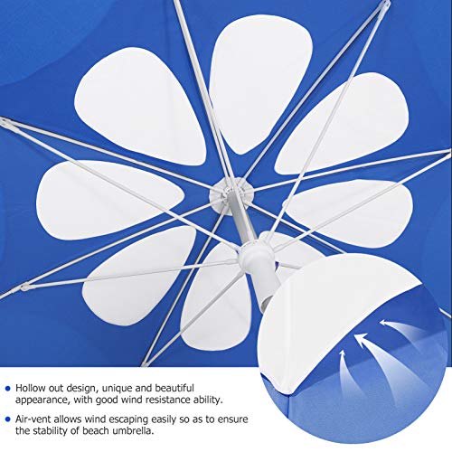 CLISPEED 7ft Beach Umbrella for Sand Aluminum Pole UV 50+ Protection Outdoor Windproof Beach Umbrella with Sand Anchor Portable Carry Bag for Beach Patio Lawn Garden Backyard (Dark Blue)