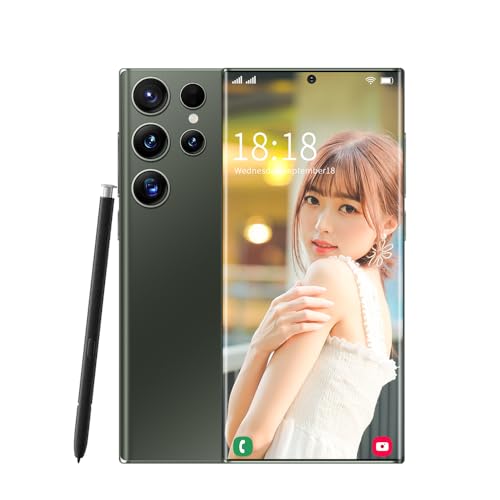 VSMOX S23Ultra Smartphones 5G SIM Free Unlocked, 6.7in HD Display Mobile Phones with Built-in Pen, 8GB 256GB, Android 13, 32MP 64MP, 6800mAh, Dual SIM, 10W Charger,Army Green-8GB~256GB
