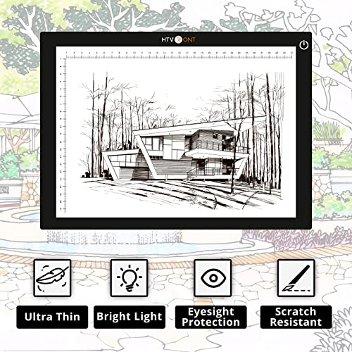 HTVRONT Portable A4 Led Bright Light Pad, Ultra-Thin & Adjustable Luminosity Light Board, USB Powered Black Light Box for Tracing, Weeding Vinyl, Weeding Tool, Diamond Painting, Sketching