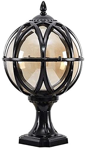 Mrdsre Classic Aluminium Die-Casting Post Light Glass Outdoor Globe Column Light Lantern Traditional Victorian Patio Pillar Lamps Waterproof Courtyard Porch Gate Landscape Street Lighting Fixture E27