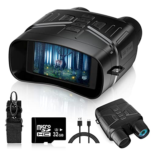 Fvtga Night Vision Goggles - 4K Night Vision Binoculars for Adults, 3'' Large Screen Binoculars can Save Photo and Video with 32GB Memory Card & Rechargeable Lithium Battery