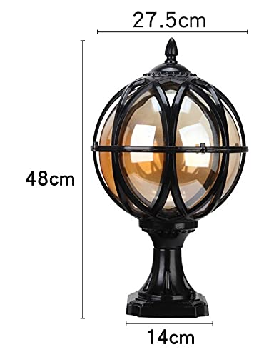 Mrdsre Classic Aluminium Die-Casting Post Light Glass Outdoor Globe Column Light Lantern Traditional Victorian Patio Pillar Lamps Waterproof Courtyard Porch Gate Landscape Street Lighting Fixture E27