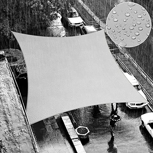 ShadeMart 14' x 14' Grey Square Waterproof Sun Shade Sail Canopy Awning, 95% UV Blockage & Water Resistant smTADS14, Outdoor Backyard Patio Garden Carport - We Make Custom Size