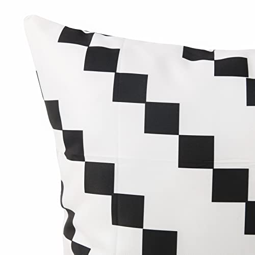 JASEN Outdoor Waterproof Boho Throw Pillow Covers, Black and White Geometric Decorative Pillow Cases for Patio Garden, Set of 2 18X18