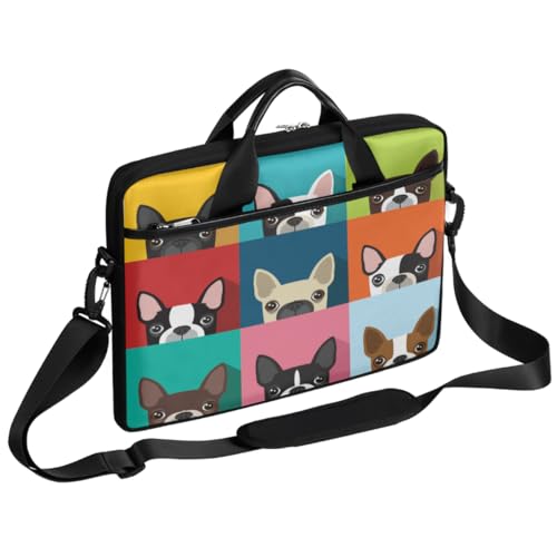 Cute Animal Dogs Laptop Computer Bag Waterproof Shoulder Messenger Bag 13-15 inch Durable Laptop Tote Bag with Shoulder Strap Handle Lightweight Crossbody Briefcase
