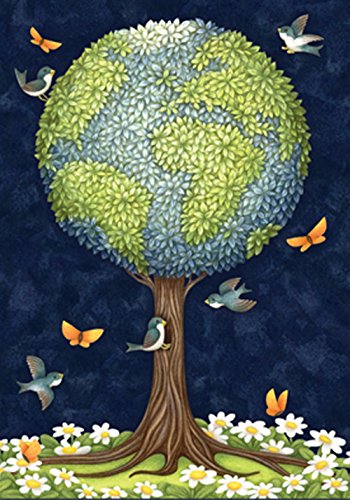 Toland Home Garden 119147 Earth Tree Earth Flag 12x18 Inch Double Sided Earth Garden Flag for Outdoor House Globe Flag Yard Decoration