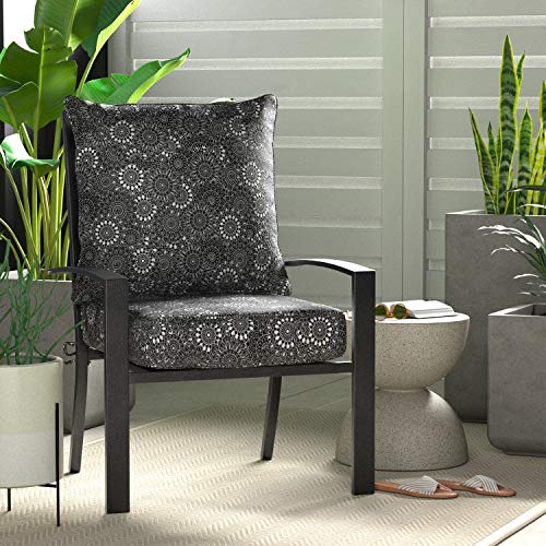 Amazon Basics Deep Seat Patio Seat and Back Cushion Set - Black Floral