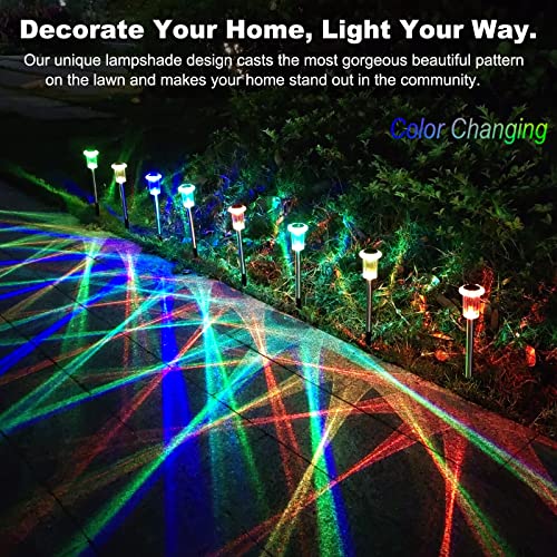 LIANGLOME Solar Lights Outdoor Pathway - 8 Pack Solar Lights Outdoor Waterproof Stainless Steel Solar Garden Lights for Landscape Patio Lawn Yard Driveway-Color Changing