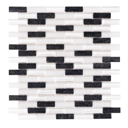 The Tile Life Victory Brick 1" x 2" Glass Mosaic Tile for Kitchen Backsplash and Bathroom Wall