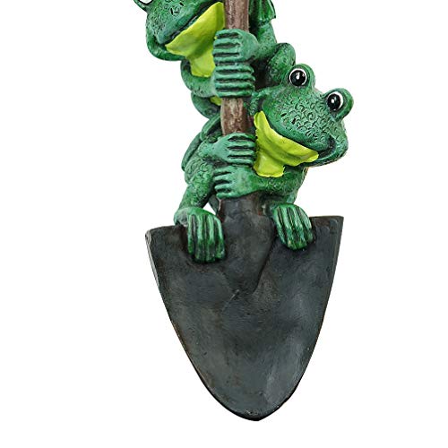 Dreamseden Frog Garden Statue Lawn Ornament Decor, 3 Cute Frogs Figurines on a Shovel, Fairy Outdoor Patio Yard Decorations