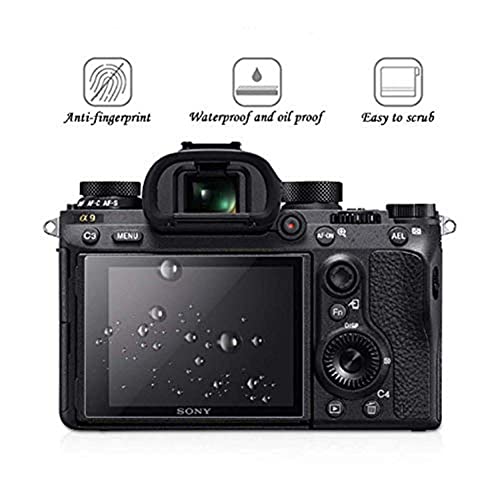 PCTC Screen Protector Compatible for Sony alpha A6600 A6100 A6400 A6000 A6300 A5000 Nex-7 NEX-6 NEX-5, 3 Packs 0.3mm 9H Hardness Tempered Glass 2* Hot Shoe Cap Cover