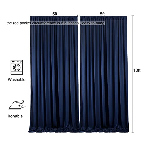 10x10 Navy Blue Backdrop Curtain for Parties Wrinkle Free Photo Curtains Backdrop Drapes Fabric Decoration for Wedding Birthday Party Baby Shower 5ft x 10ft,2 Panels