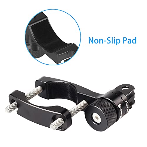 HSU 0.6-1.3inch All-Aluminum Bike/Motorcycle Handlebars, 360° Rotation Seat Post, Ski Pole Mount Compatible with Go Pro Hero 11/10/9/8/7/6/5/4, DJI Osmo Action AKASO and Other Action Cameras (Black)