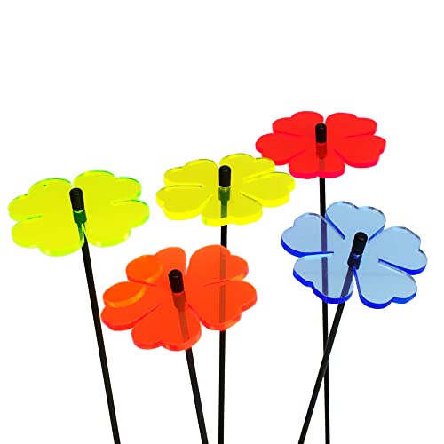 Sun Catcher Garden Decor Glowing Double Blossoms Ornaments 5 Garden Stakes 25cm/9.8 inches high Indoor Outdoor Yard Accessory Gardeners Gift, Colour:Mixed Colours