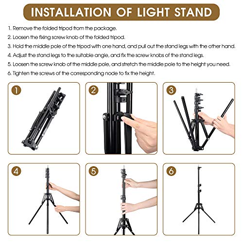 13 inch Ring Light with Floor Tripod and Desk Stand(Ringlight Kit Totally 74" Tall), LED Circle Light with Phone Holder, for Photo Selfie, Video Recording, Zoom Meeting