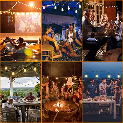 Jerritte 30ft Outdoor String Lights, LED String Lights 8 Bulbs, Upgrade 2700K Warm White Light Ambience Patio Lights for Outside