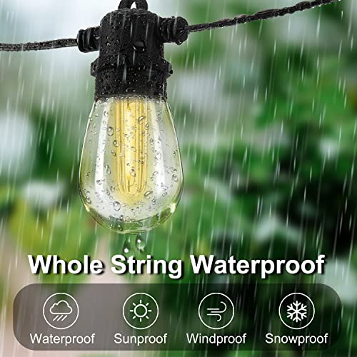 Jerritte 30ft Outdoor String Lights, LED String Lights 8 Bulbs, Upgrade 2700K Warm White Light Ambience Patio Lights for Outside