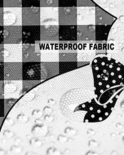 Outdoor Waterproof Throw Pillow Covers 2 Pack Rabbit Easter Bunny Point Bow Square Couch Sofa Cushion Cases White Black Checker Pillowcase Shell for Patio Garden Home Decoration