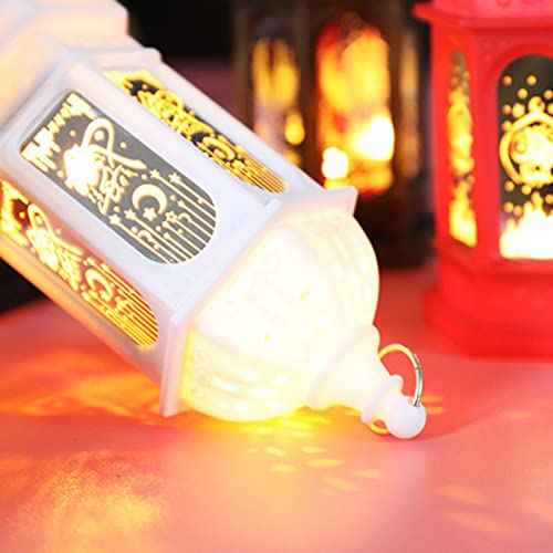 Novobey Ramadan Lantern Decor, Metal Retro Hanging Lantern Battery-Powered LED Eid Mubarak Decorative Night Lights for Ramadan Holiday Garden Yard Wall Decoration (Hexagonal Black)