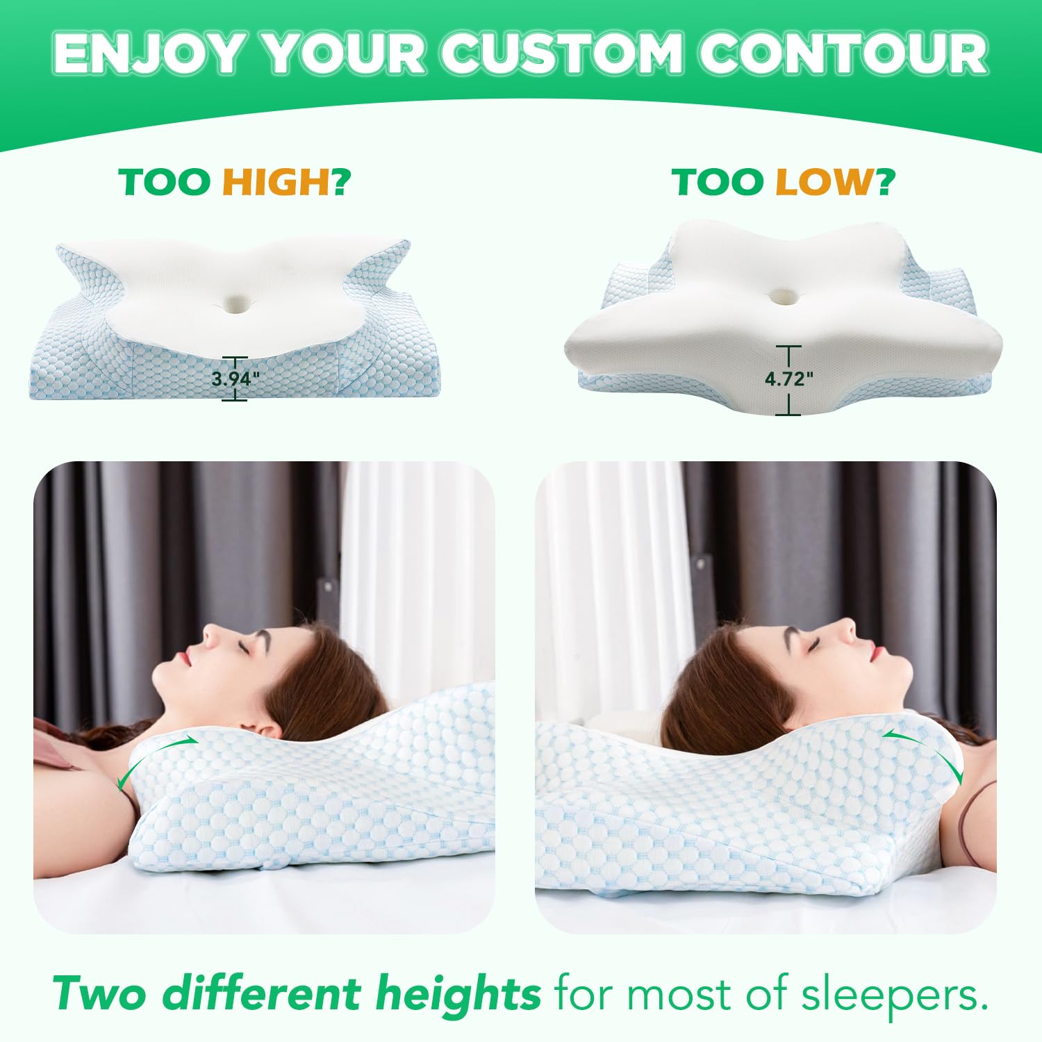 Iwacool Cooling Cervical Pillow for Neck Pain Relief and Lumbar Support Pillow for Car Seat