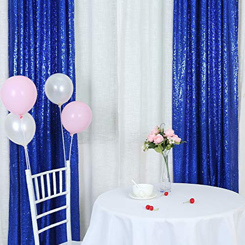 TRLYC Royal Blue Sequin Backdrop Curtain 2 Panels 2x8ft Glitter Blue Sequin Curtains Backdrop for Party Wedding Birthday Christmas Halloween