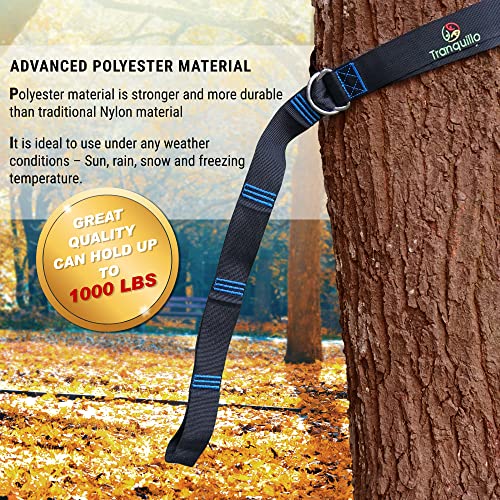 Tranquillo Double Hammock 2 Persons Polyester Hammock 550lbs Portable Camping Hammock with Hammock Tree Straps/Indoor Travel Patio Garden, Black