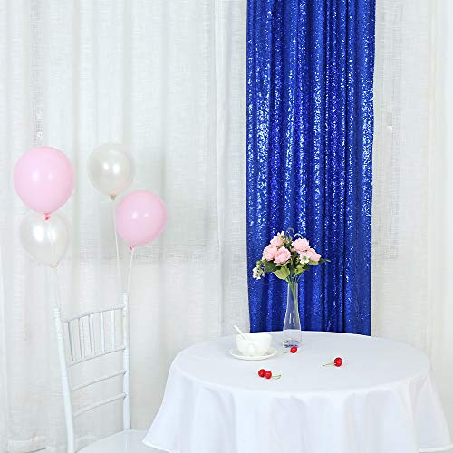 TRLYC Royal Blue Sequin Backdrop Curtain 2 Panels 2x8ft Glitter Blue Sequin Curtains Backdrop for Party Wedding Birthday Christmas Halloween